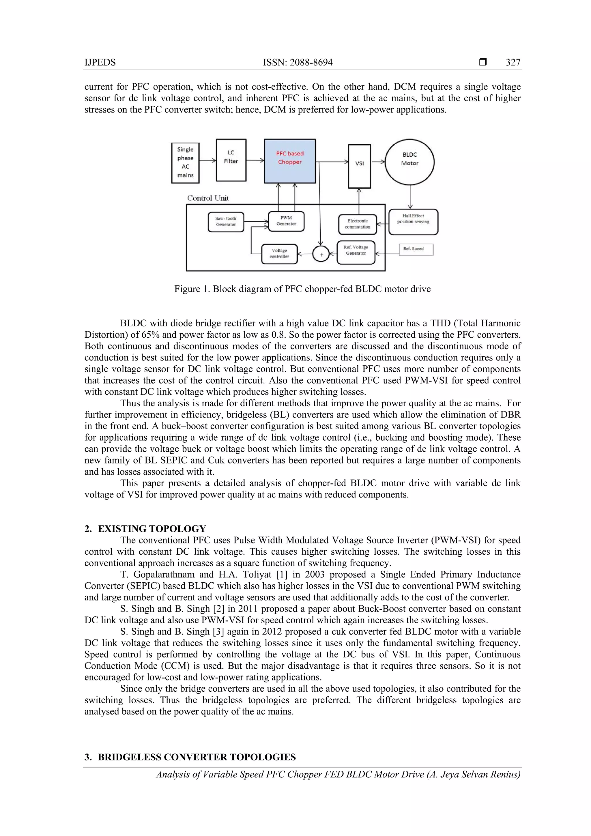 Analysis of Variable Speed PFC Chopper FED BLDC Motor Drive | PDF