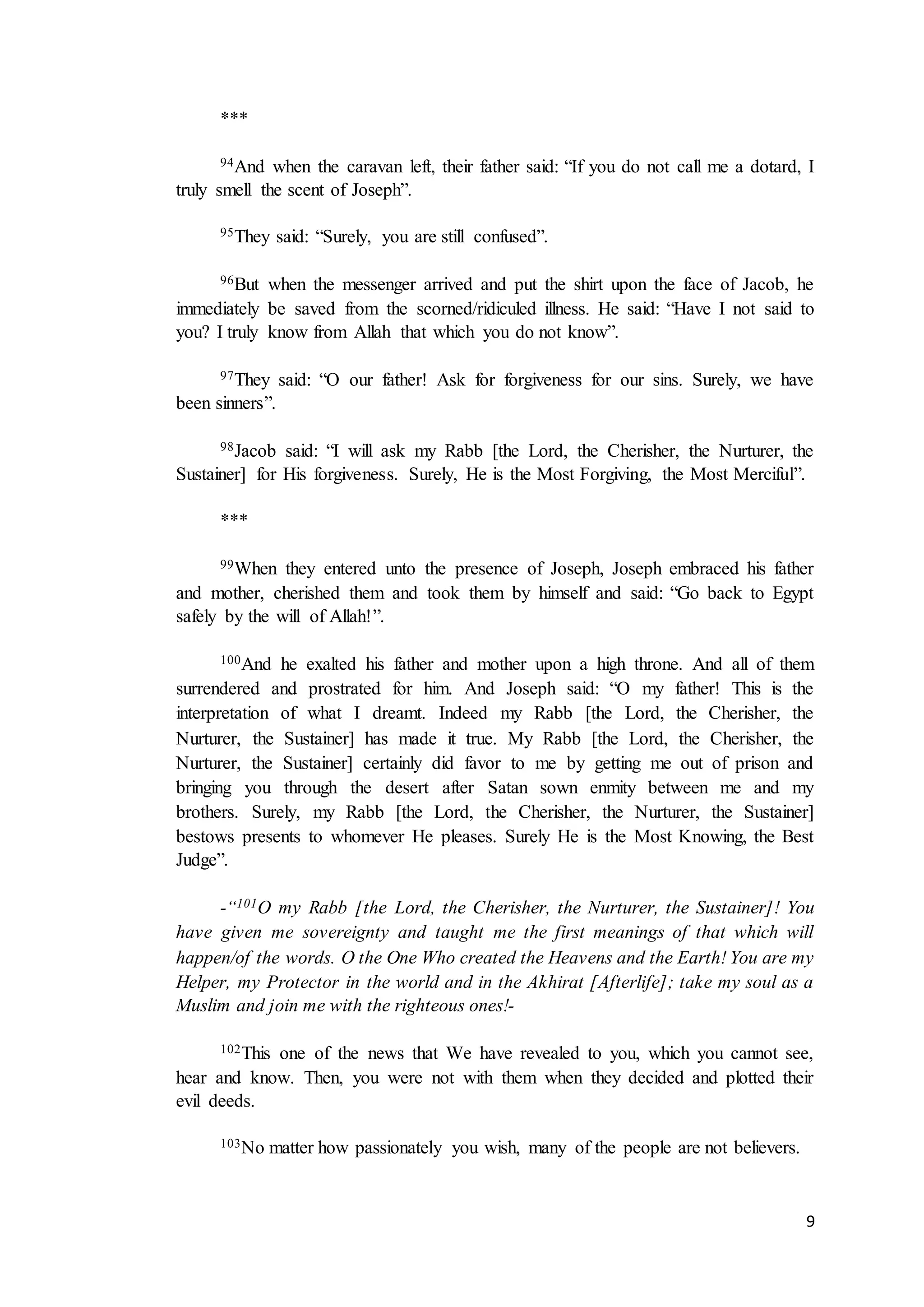 053 surah yusuf (joseph) | DOCX | Islam | Religion & Spirituality