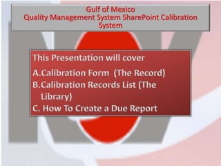 QMS Calibration Powerpoint | PPTX