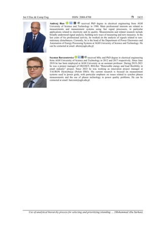 Use of analytical hierarchy process for selecting and prioritizing islanding detection methods ...