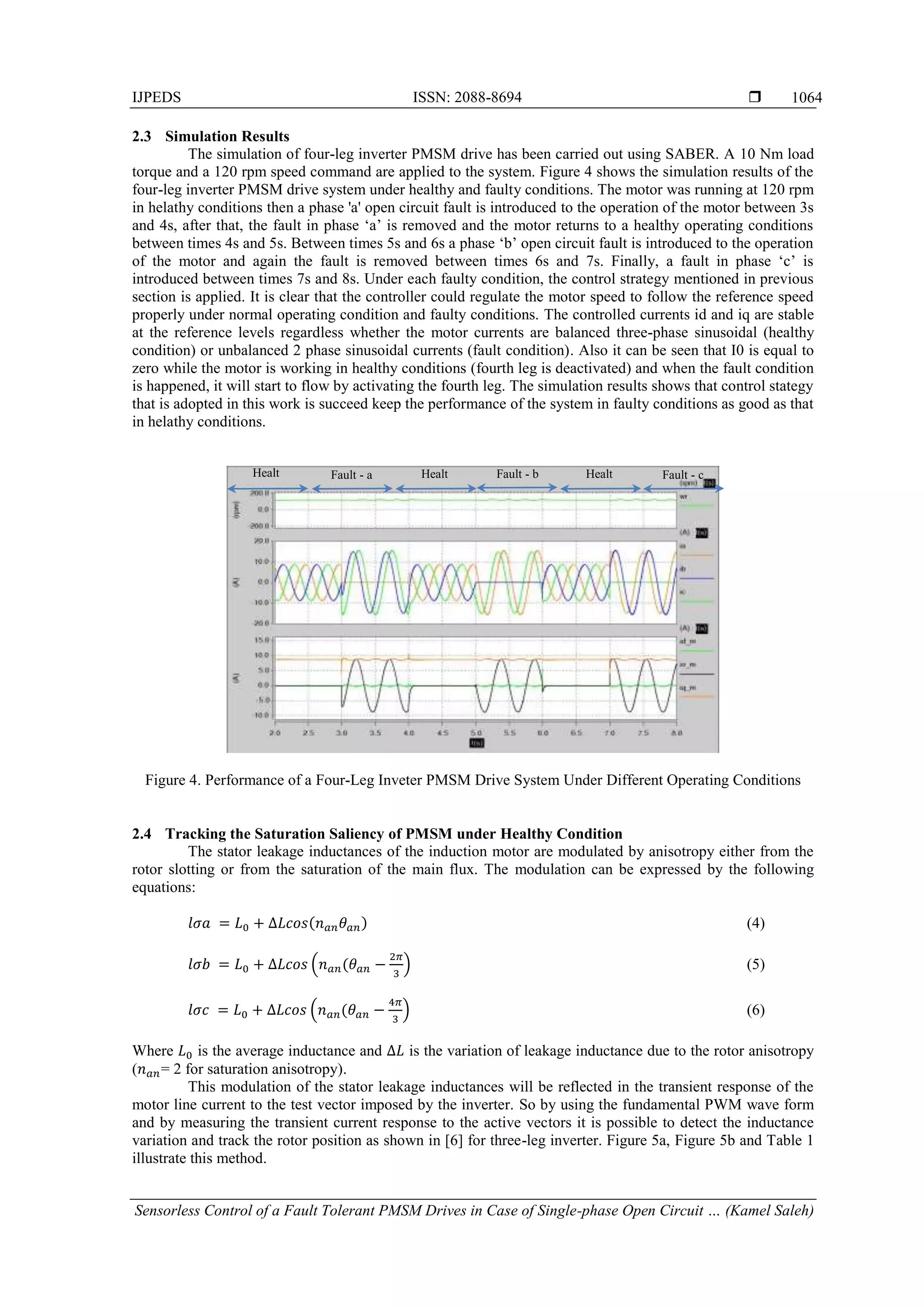 Sensorless Control Of A Fault Tolerant Pmsm Drives In Case Of Single Phase Open Circuit Fault Pdf