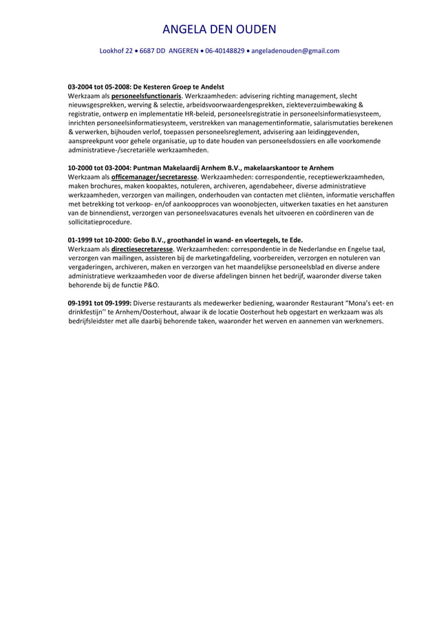 CV Angela den Ouden_2017 | PDF