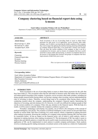 Company clustering based on financial report data using k-means | PDF