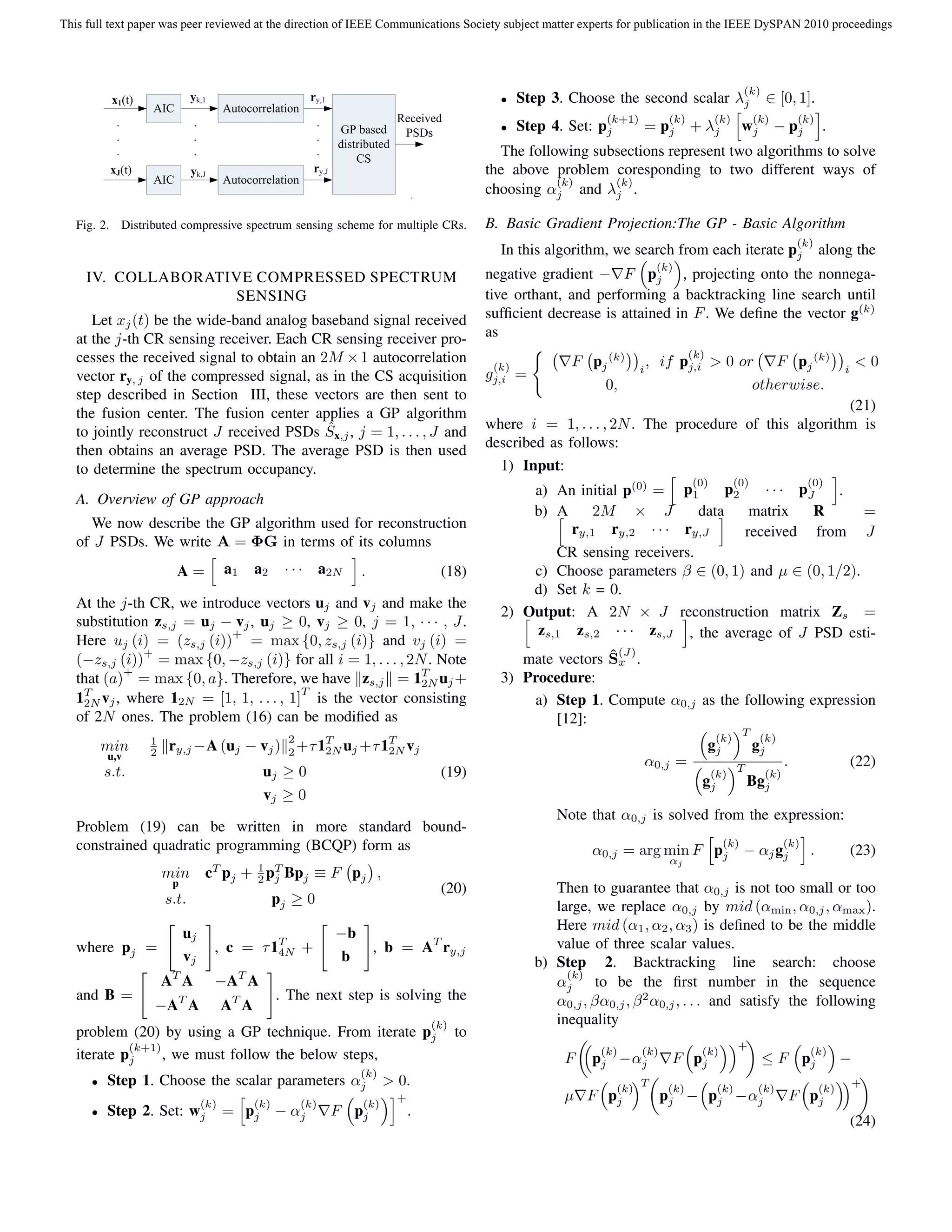 Projected Barzilai-Borwein Methods Applied to Distributed Compressive Spectrum Sensing | PDF