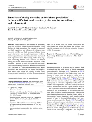 2016 Vianna et al. Indicators of fishing mortality in Palau_Authors ...