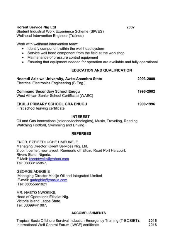 OKPARA RUFUS OKECHUKWU CV - Copy | PDF