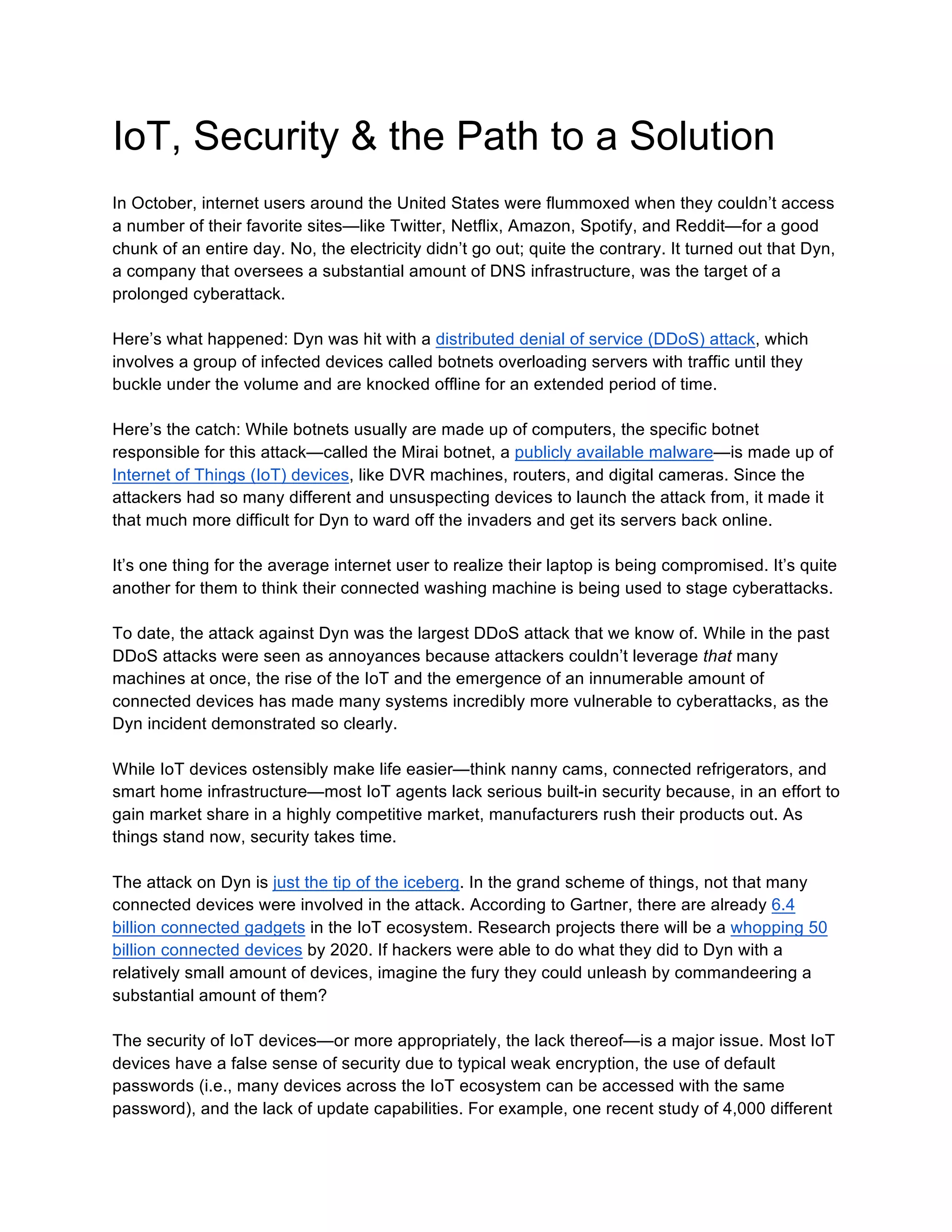 IoT, Security & the Path to a Solution | PDF