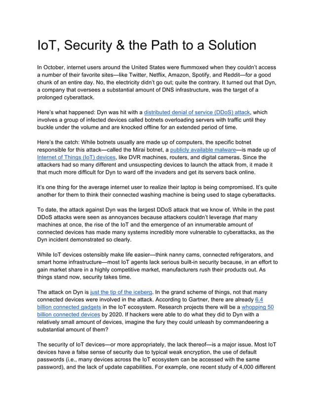 IoT, Security & the Path to a Solution | PDF