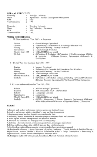 CV&RESUME-Achmad Surjani | PDF | Human Resources | Business