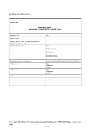 Guidelines for NDT of GRP pipe systems and tanks | PDF