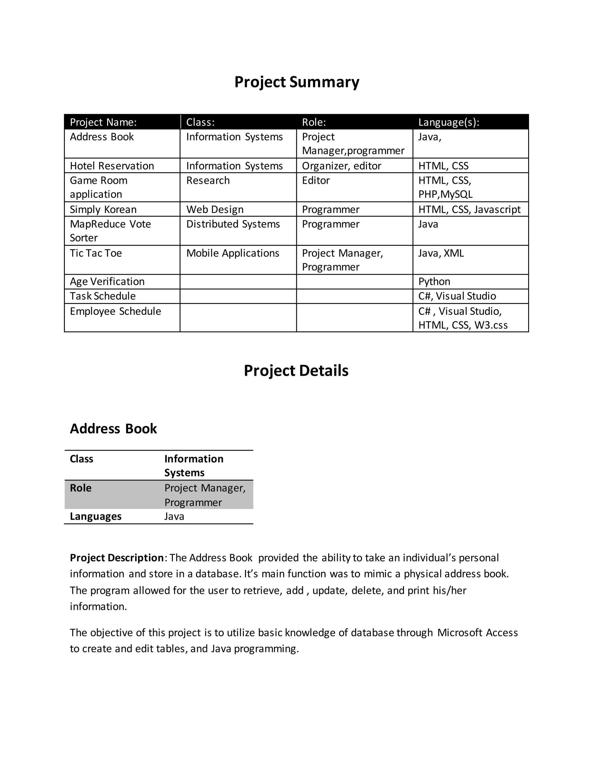 Project Summary | PDF