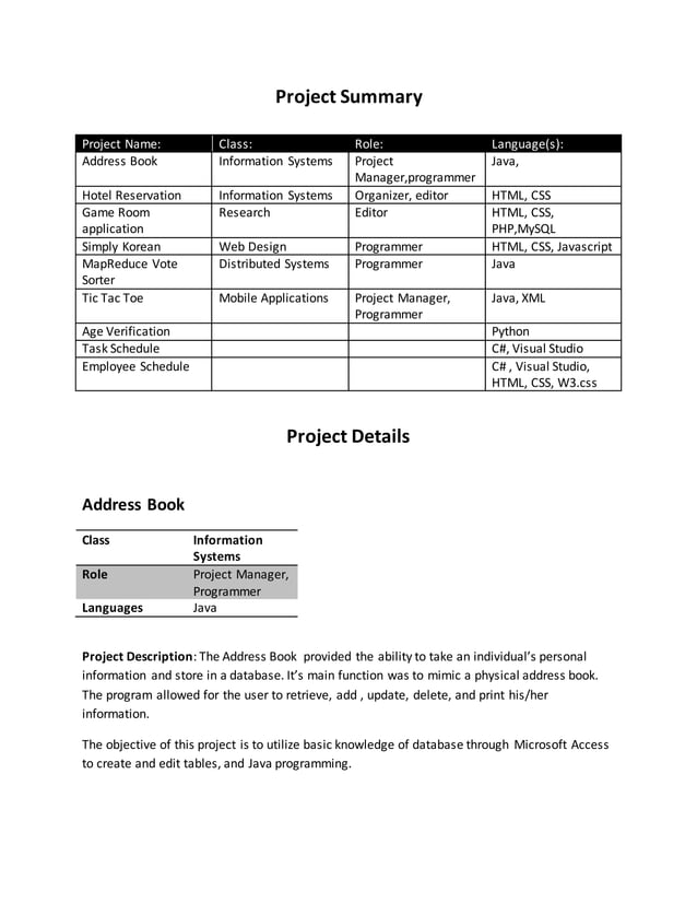 Project Summary | DOCX