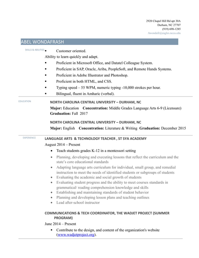 teaching resume LA | DOC | College Education | Education