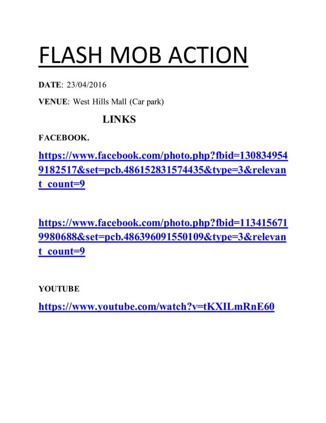 FLASH MOB ACTION | DOCX | Internet | Computing