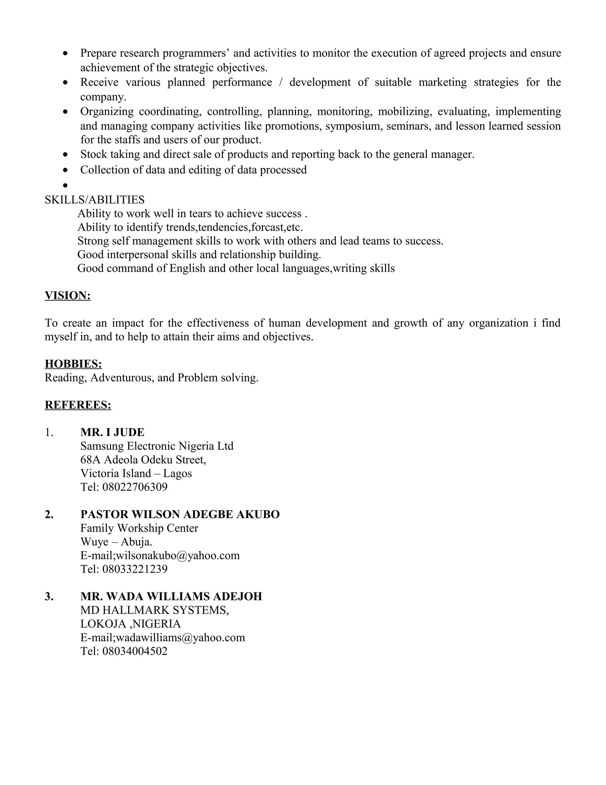 RESUMES OF EBI WADA | DOC