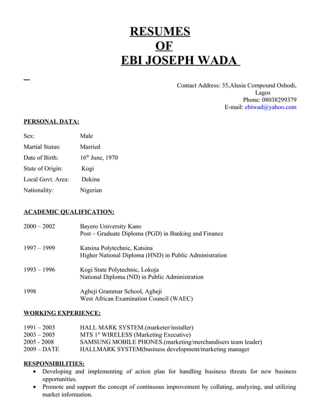 RESUMES OF EBI WADA | DOC