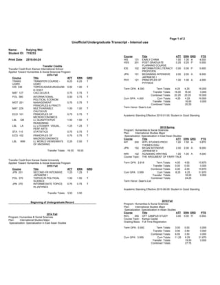 Unoffical Transcript