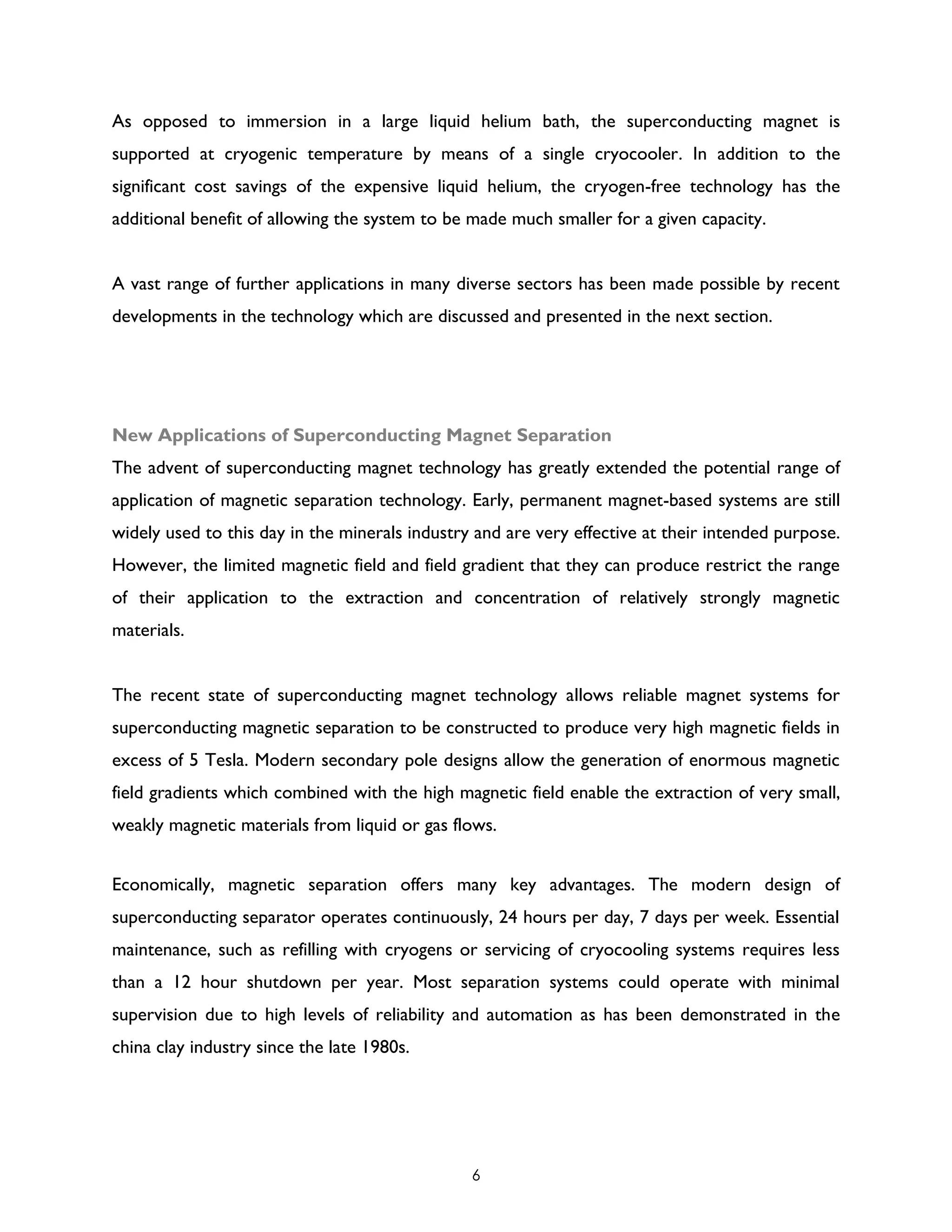 Applications of Superconducting Magnetic Separation (2015) | PDF