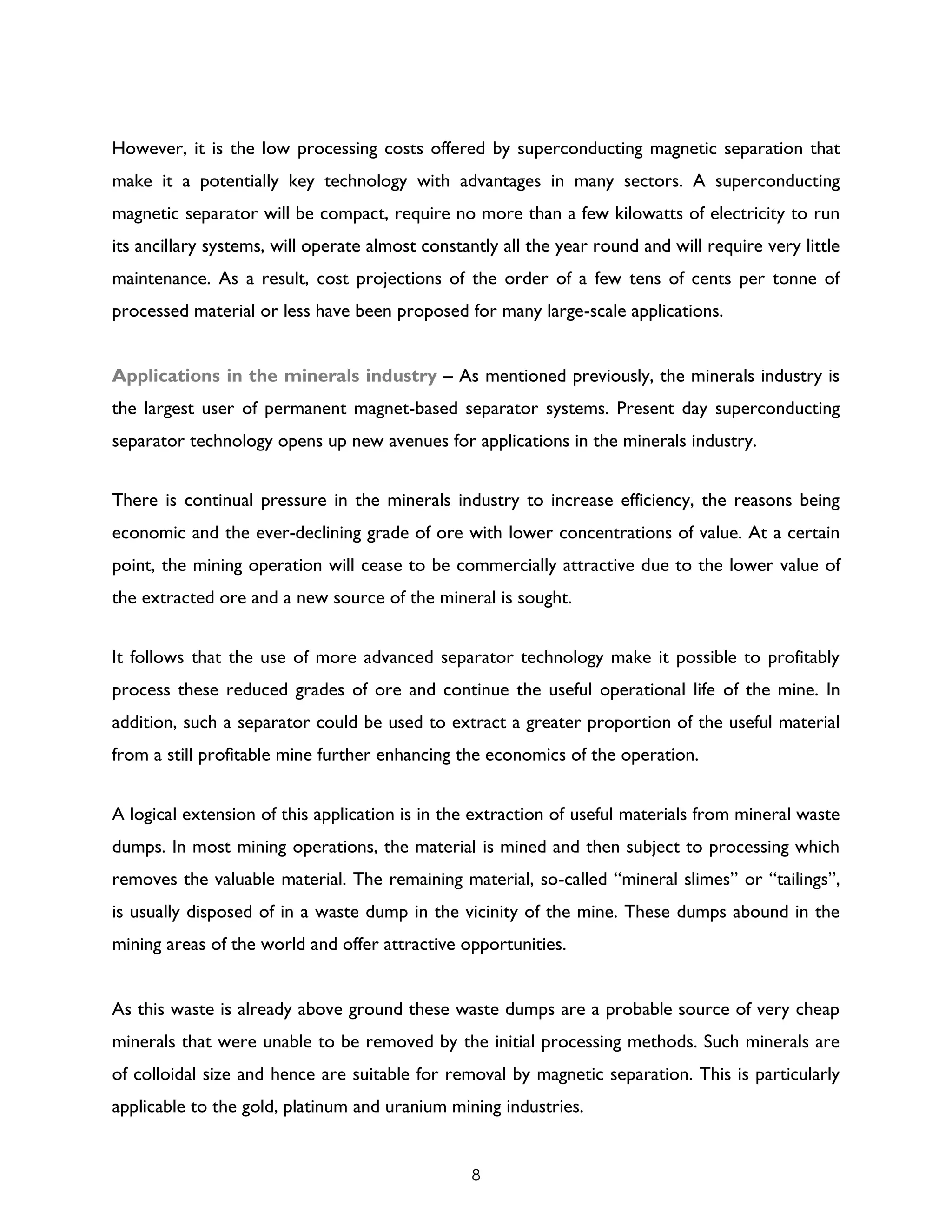 Applications of Superconducting Magnetic Separation (2015) | PDF