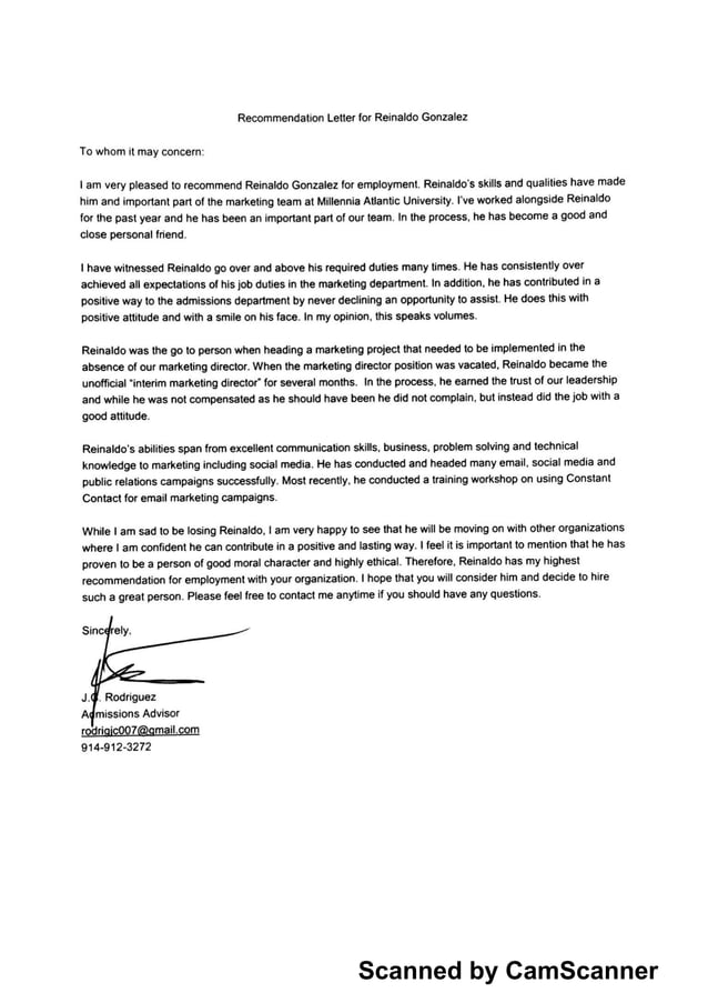 Recommendation Letter from J.C. Rodriguez | PDF
