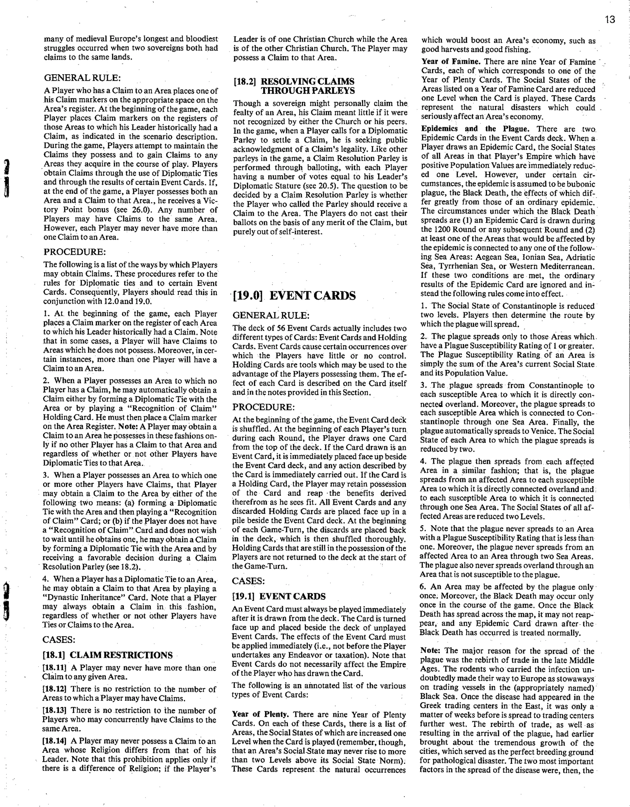 Empires of the Middle Ages SPI Rules | PDF