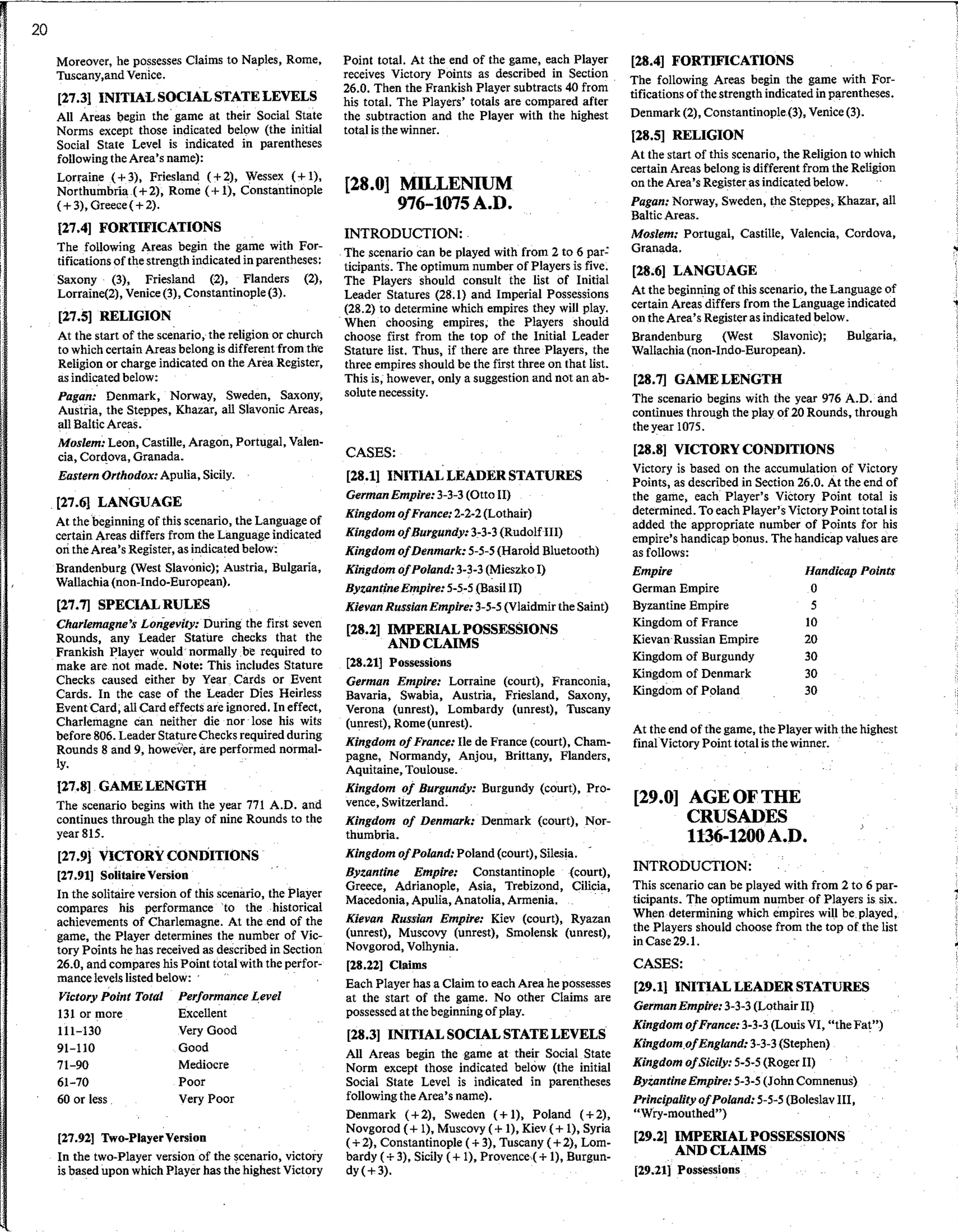Empires of the Middle Ages SPI Rules | PDF