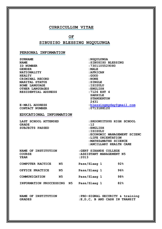 BLESSING CV - Copy | DOCX | Resume Writing and Advice | Job Search