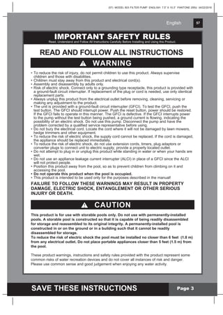 Intex krystalClear Pool Pump manual model 603 for Intex and Bestway ...