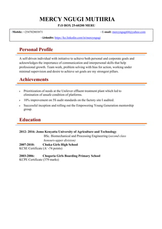 MERCY NGUGI _ CV | PDF