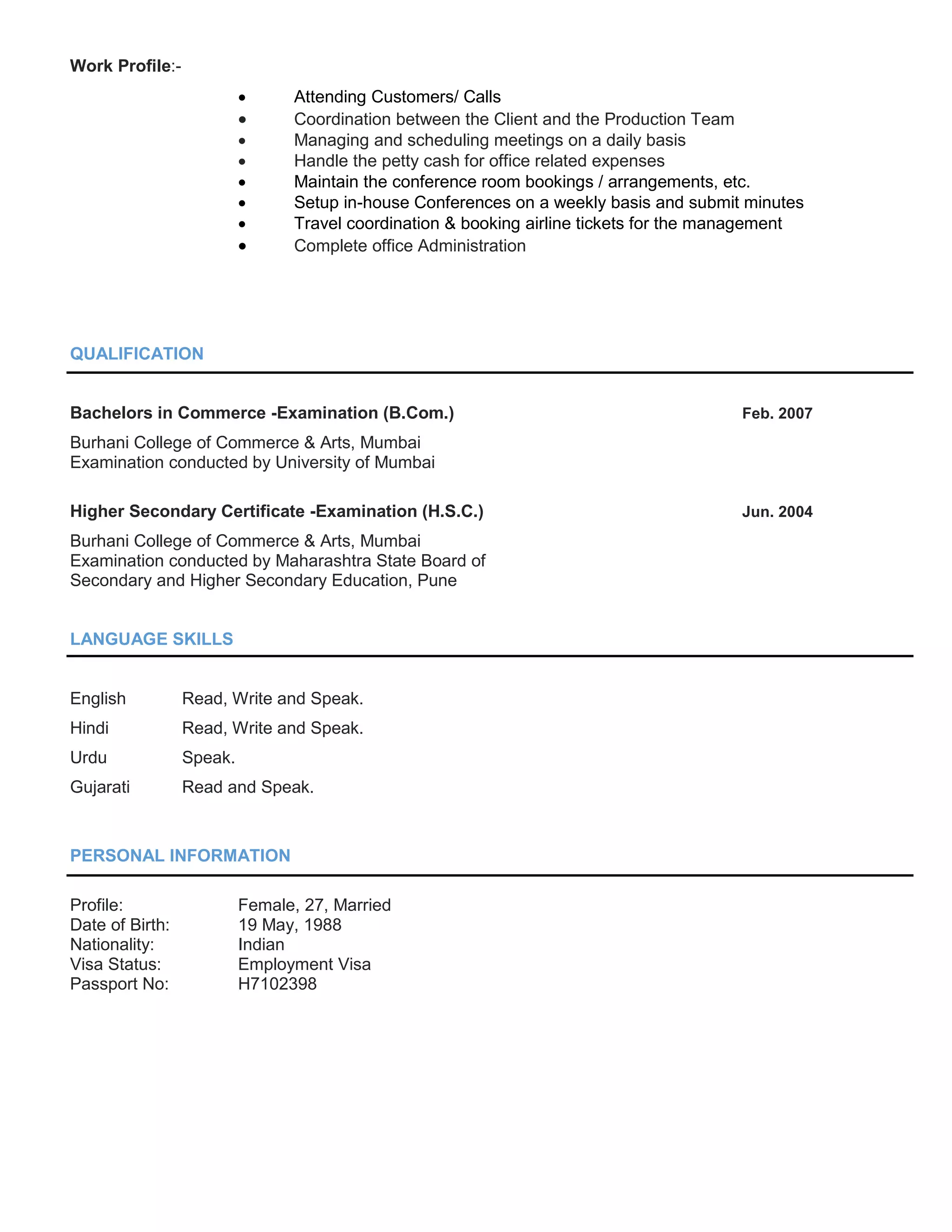 Tasneem Petiwala_Resume | PDF | Human Resources | Business