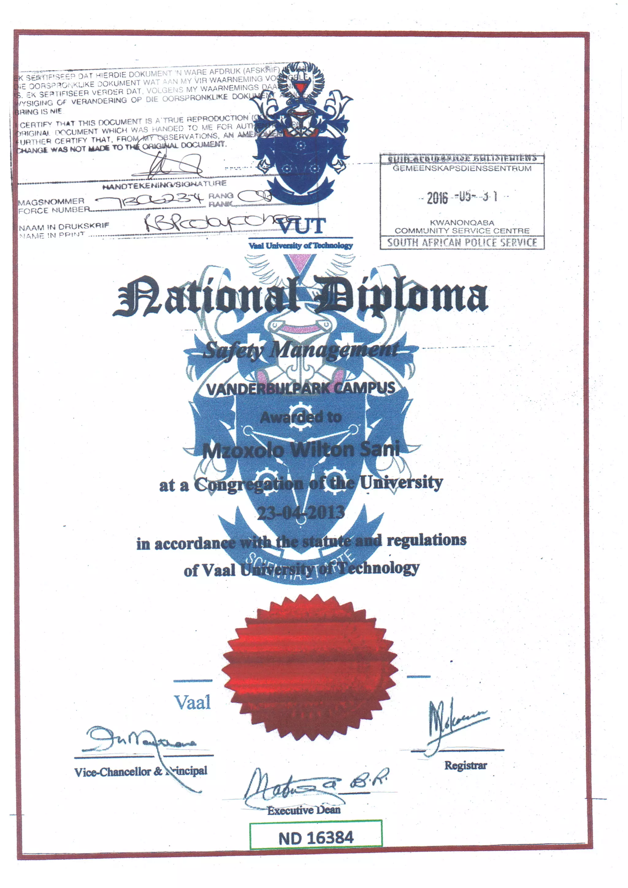VUT National Diploma | PDF