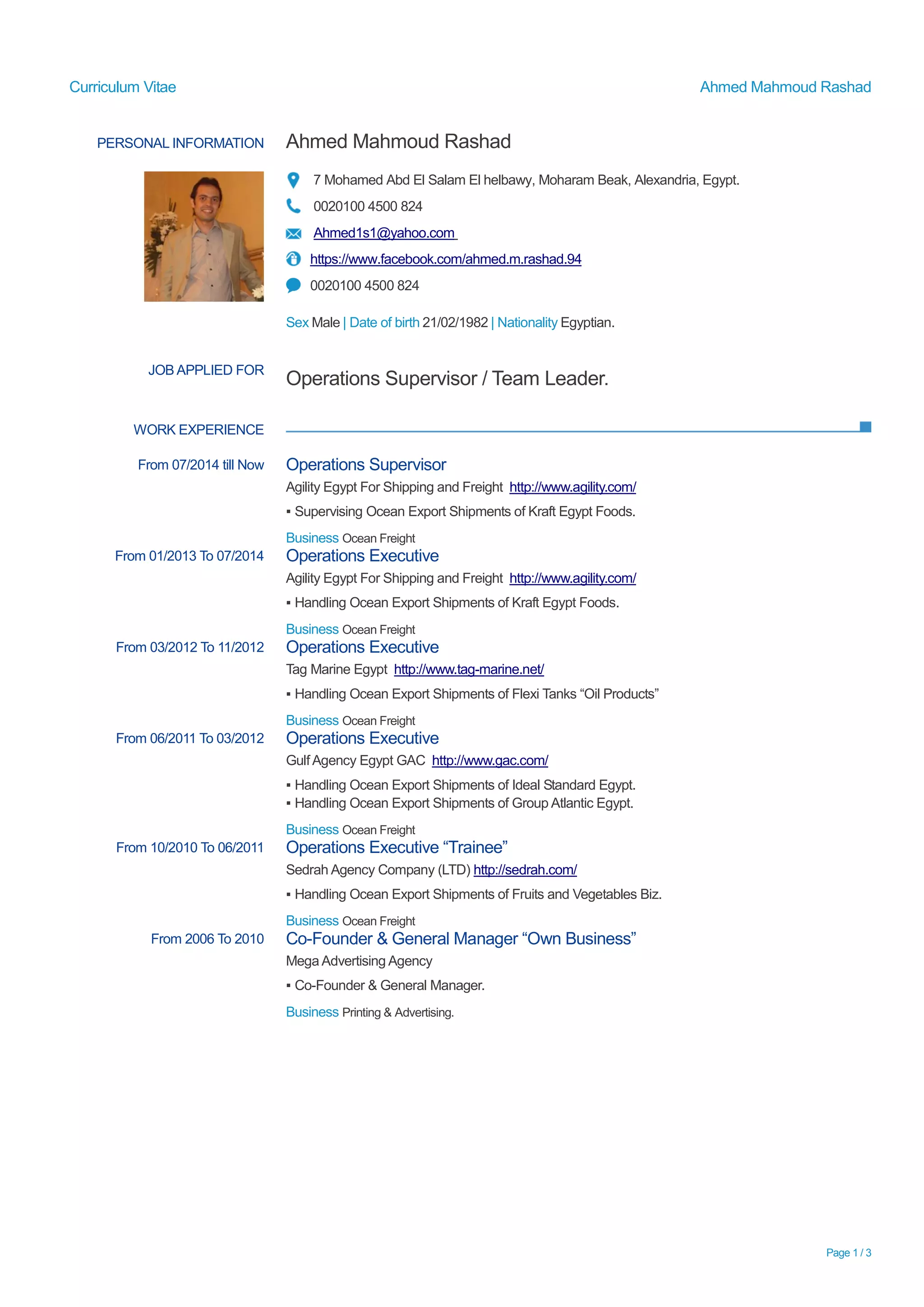 Ahmed Rashad C.V (T) | PDF