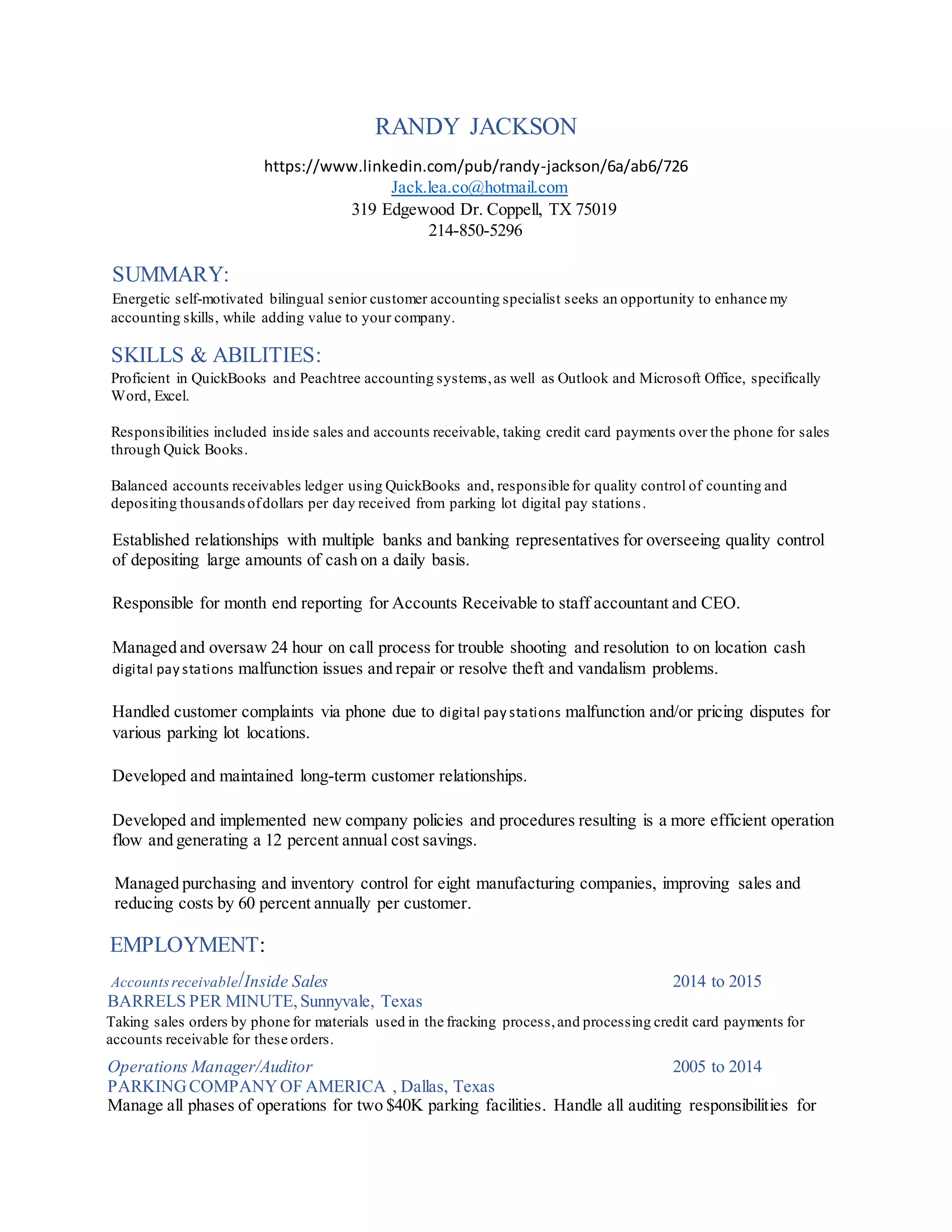 RANDY JACKSON-good resume | DOCX