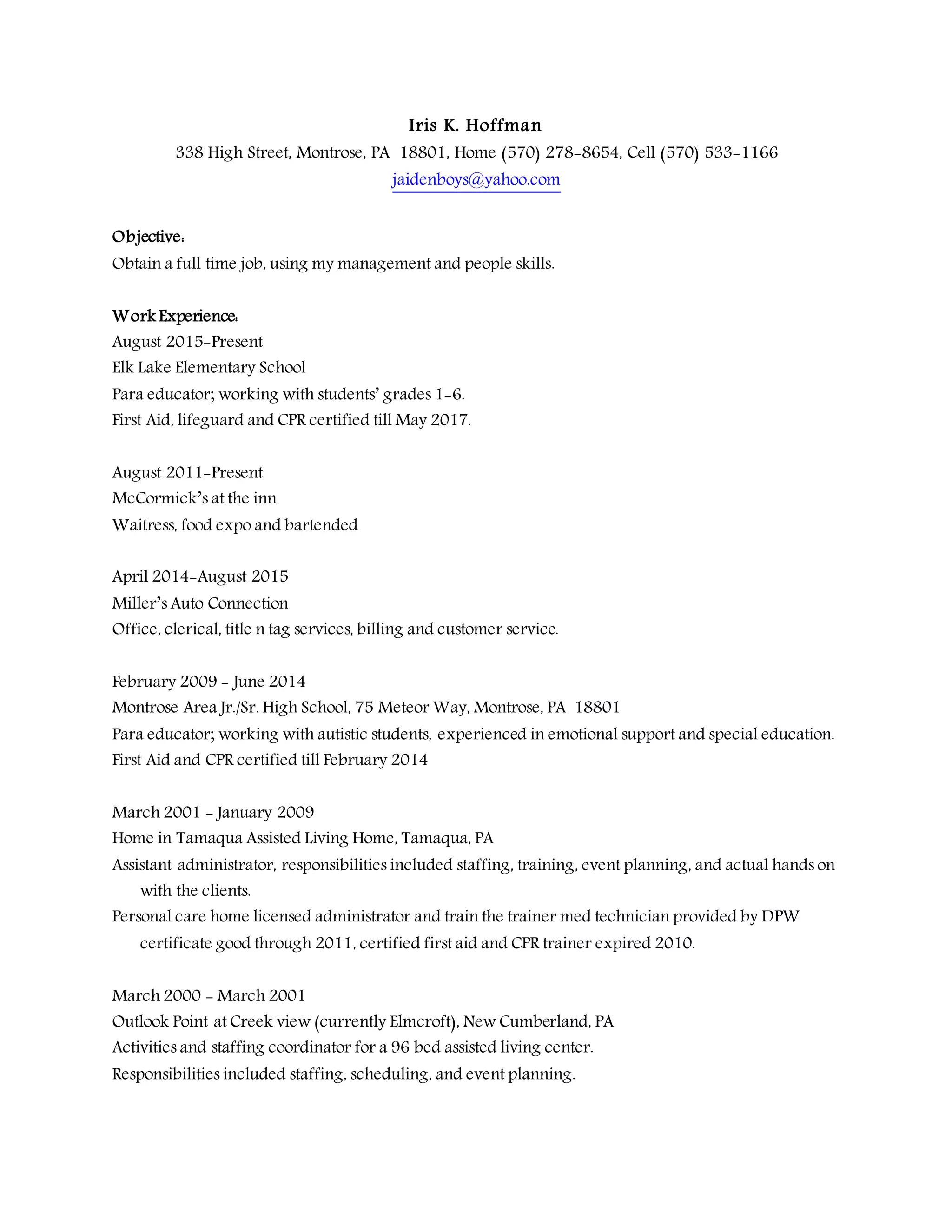 2016 resume update Iris | PDF