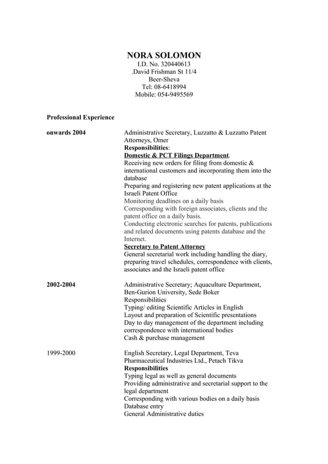 CV- Nora Solomon | PDF