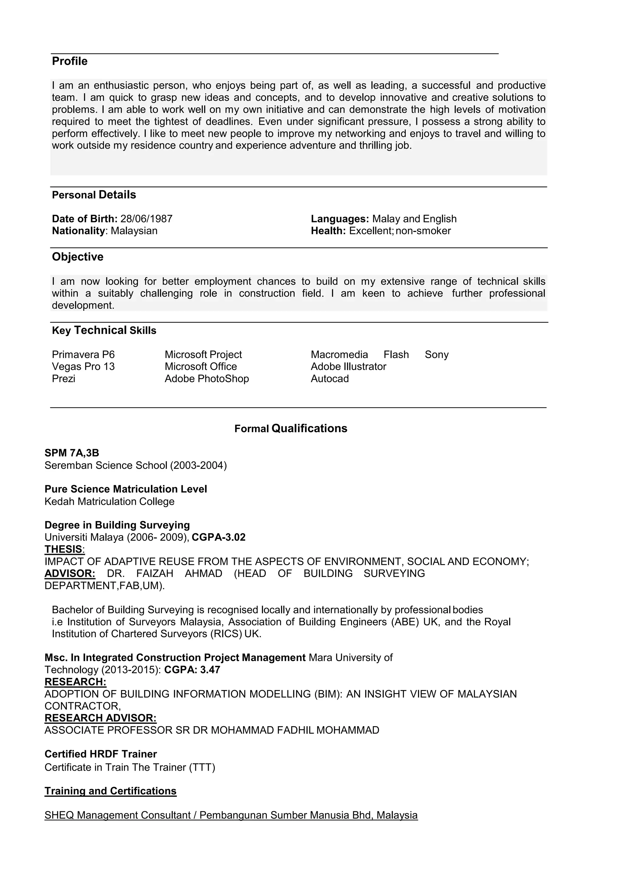 Mohd Khairul Amri Resume | PDF