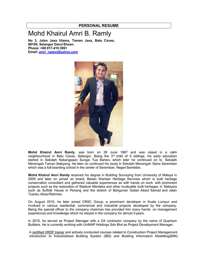 Mohd Khairul Amri Resume | PDF