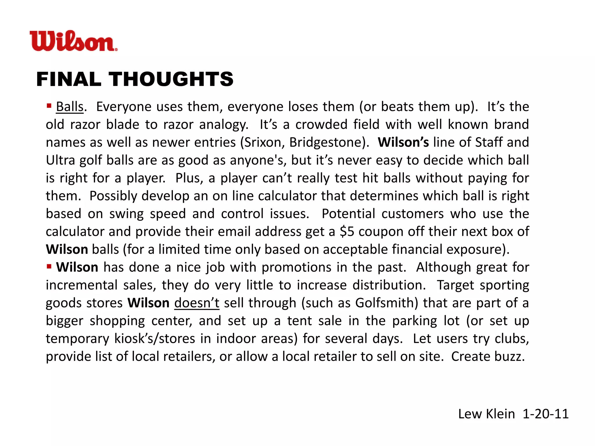 Wilson Golf Presentation 1-20-11 | PPTX