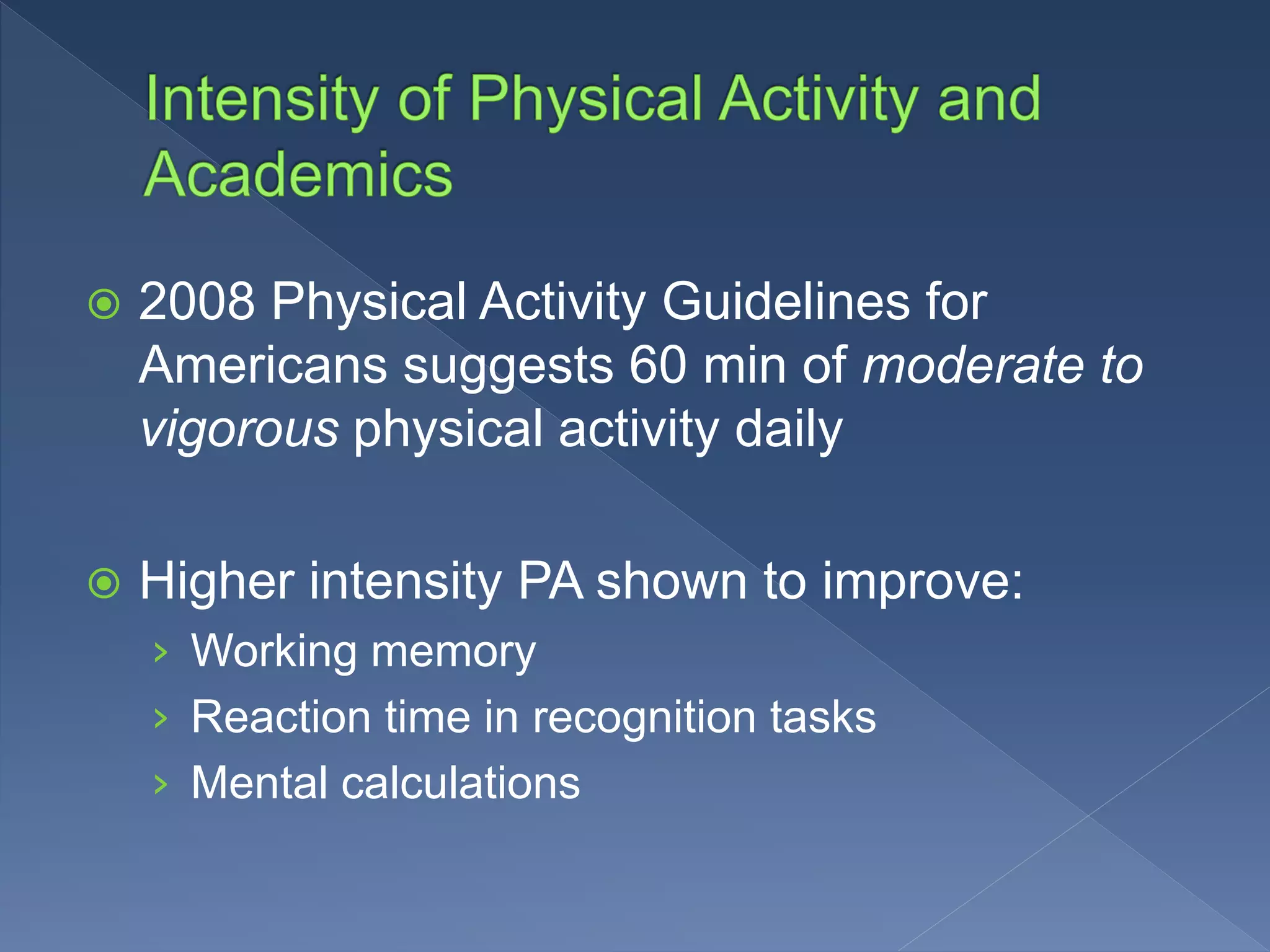 The Relationship Between Physical Activity and Academic Achievement | PPTX