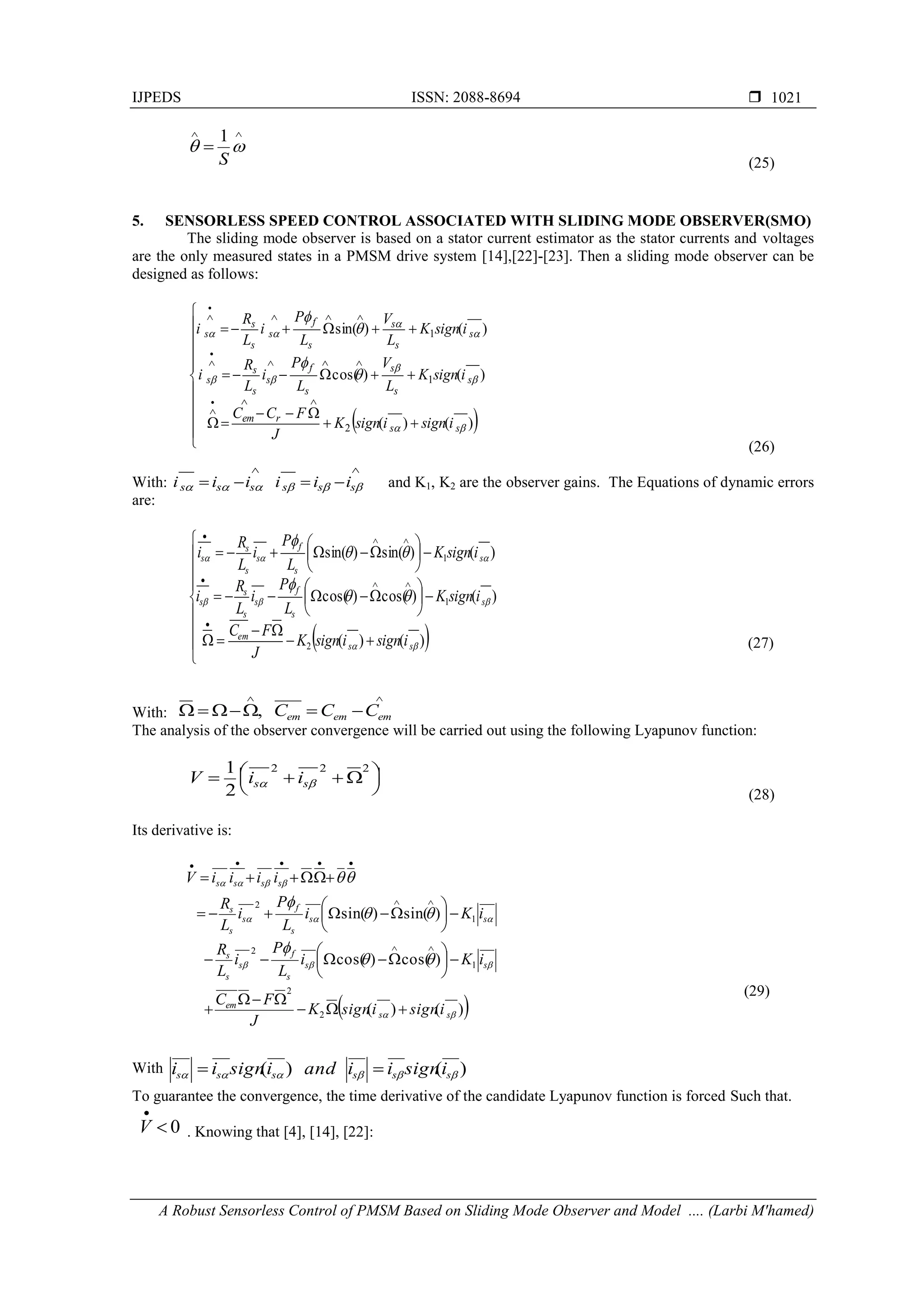 A Robust Sensorless Control of PMSM Based on Sliding Mode Observer and Model Reference Adaptive ...