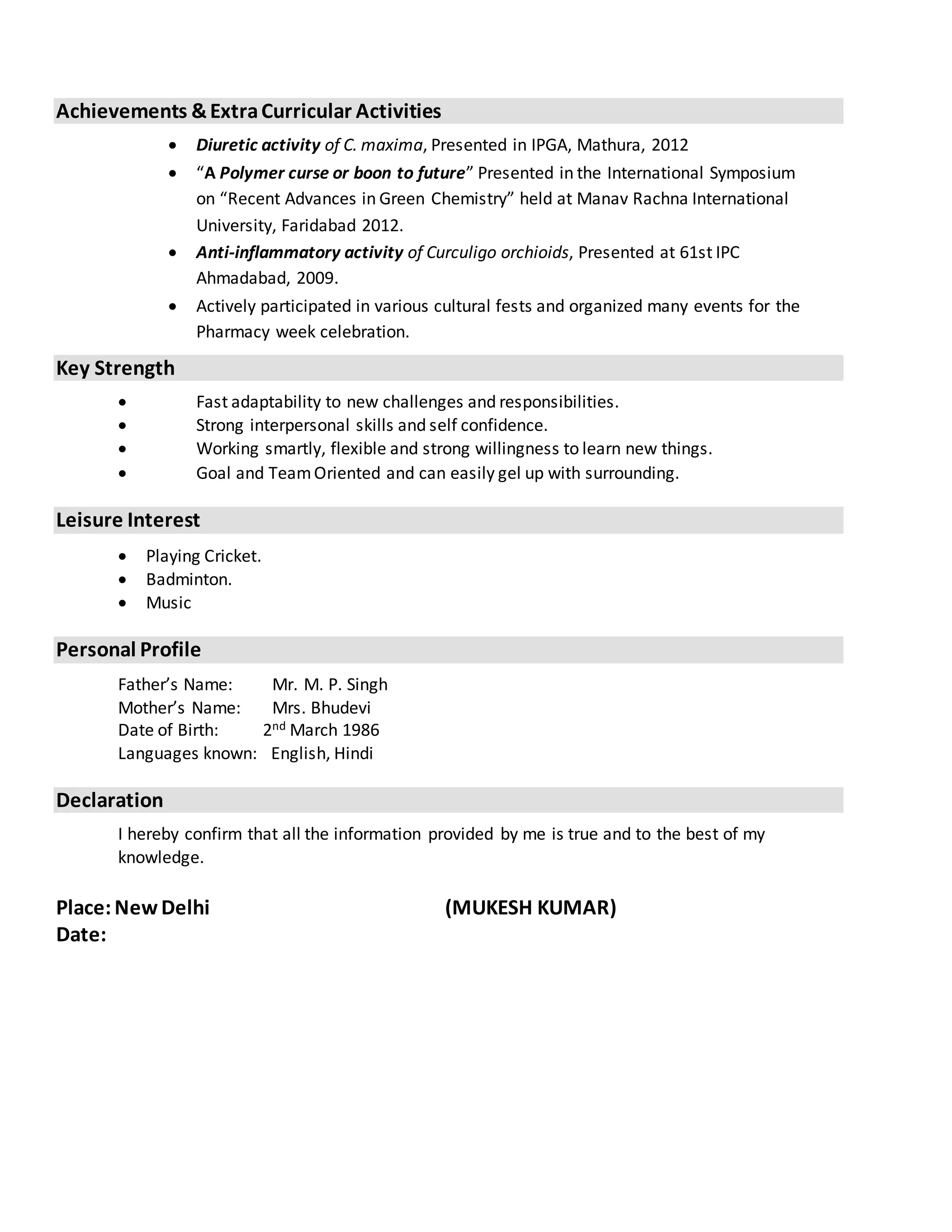 Mukesh resume | DOCX