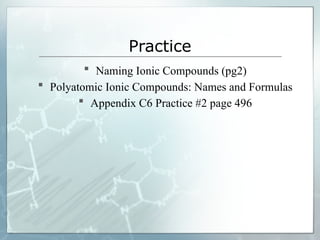 Naming Polyatomic Compounds in Grade 11 Science | PPT