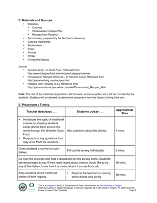Lesson Plan on Traditional Foods | PDF
