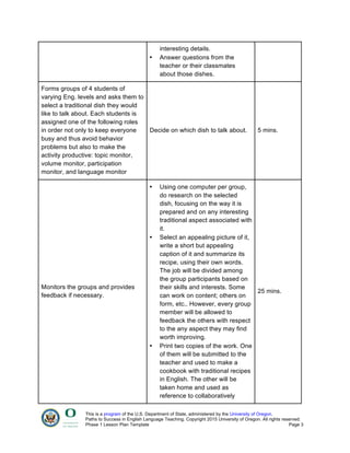 Lesson Plan on Traditional Foods | PDF