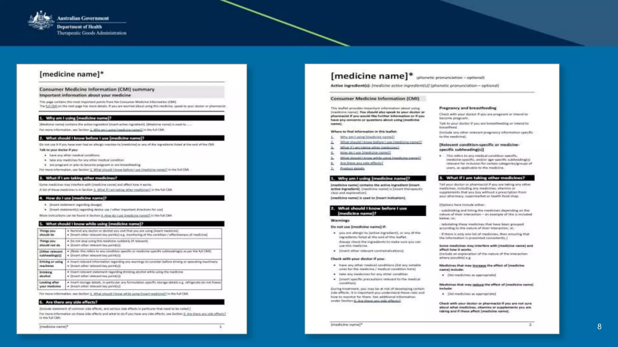 Consumer Medicine Information - Improving the CMI template | PPT