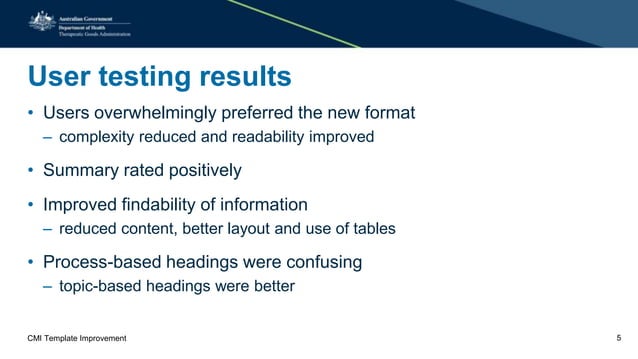 Consumer Medicine Information - Improving the CMI template | PPT