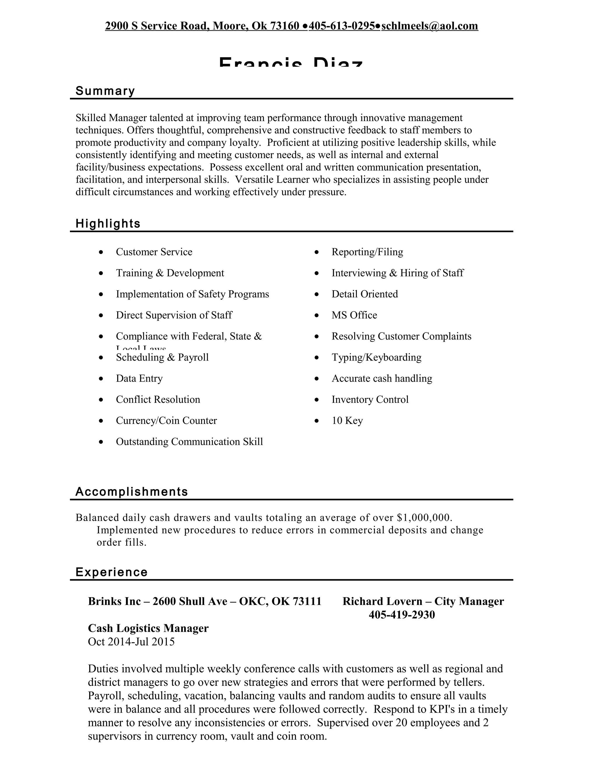 Francis Diaz Resume | DOC