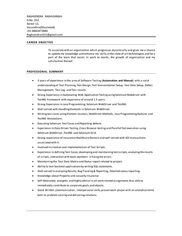 Raghvendra Resume_QA | PDF