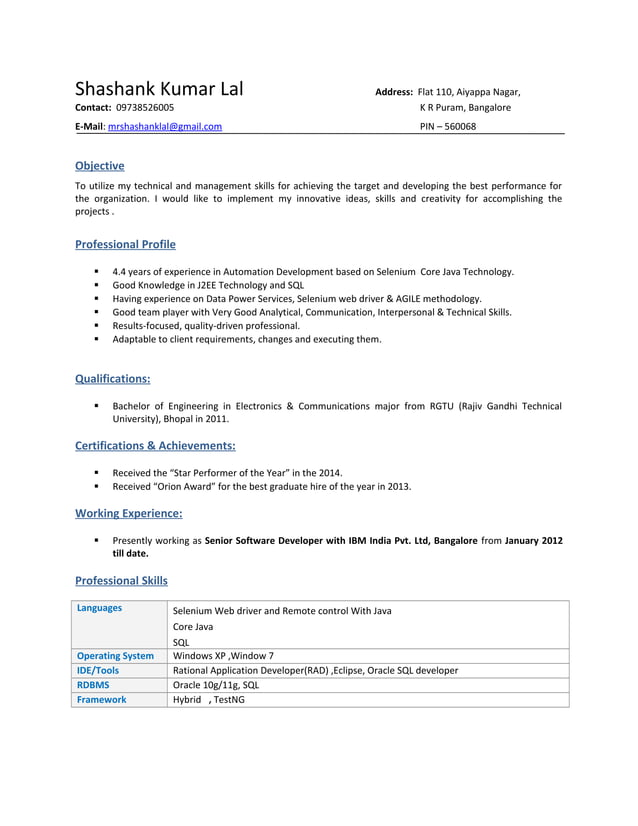 Resume_SHASHANK_LAL | PDF
