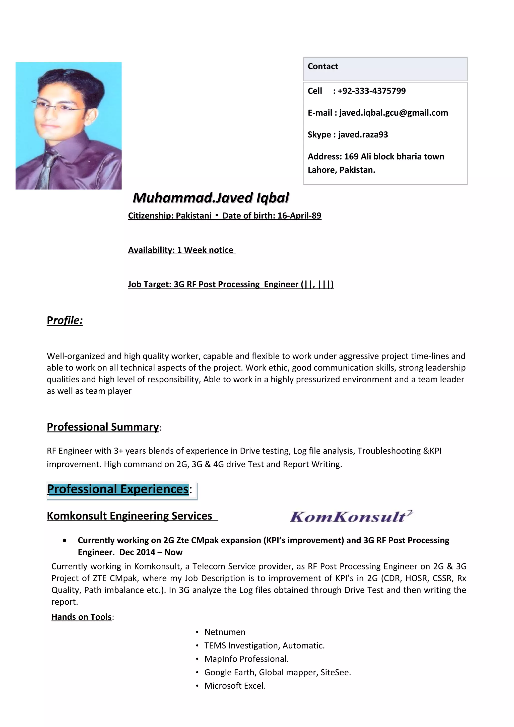 CV(M.Javed ) | PDF